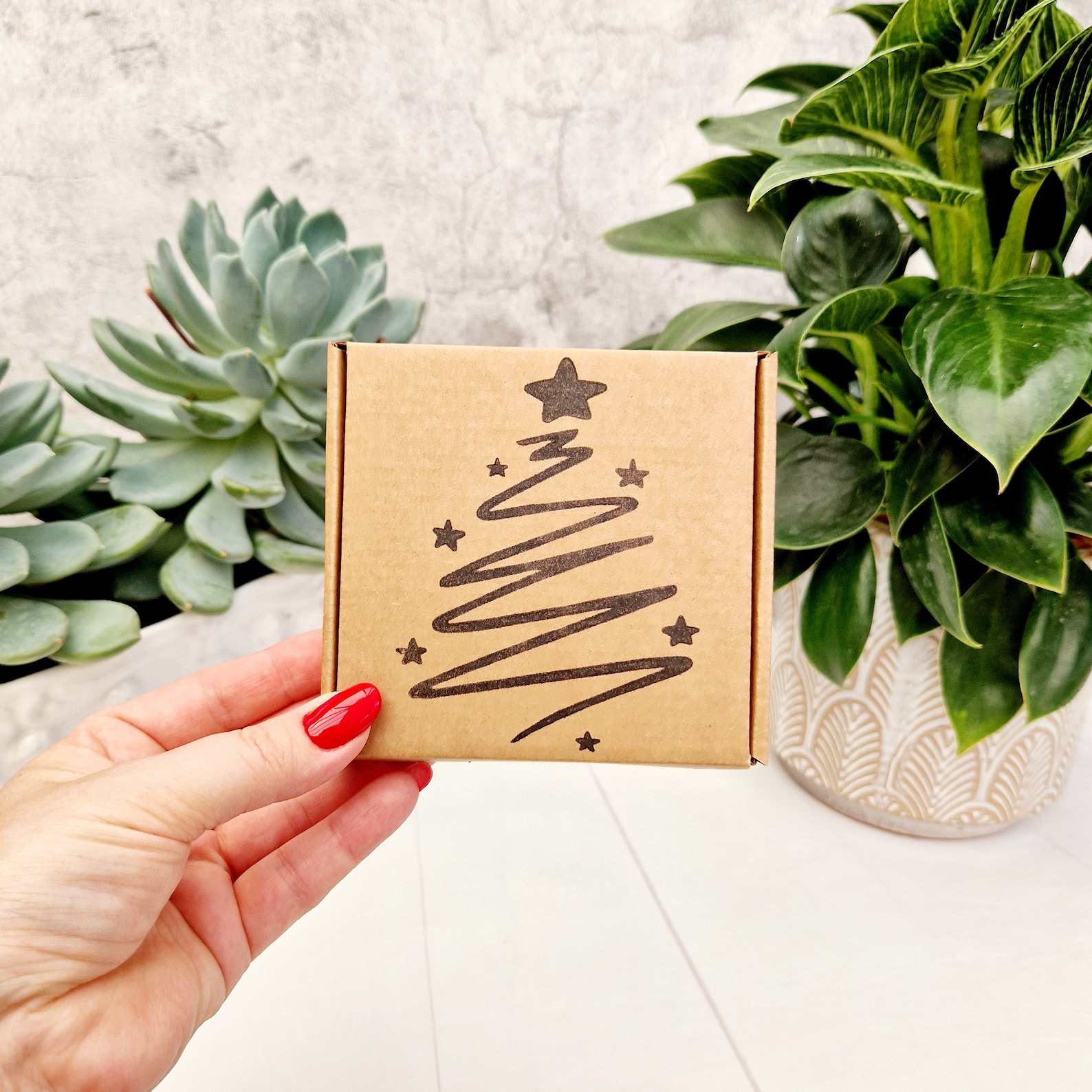 Empty Christmas Gift Box. Mini Small Medium Cardboard Postage Box With ...