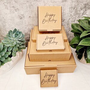 Happy Birthday Empty Hand Stamped Kraft Gift Boxes. Eco-friendly Royal ...