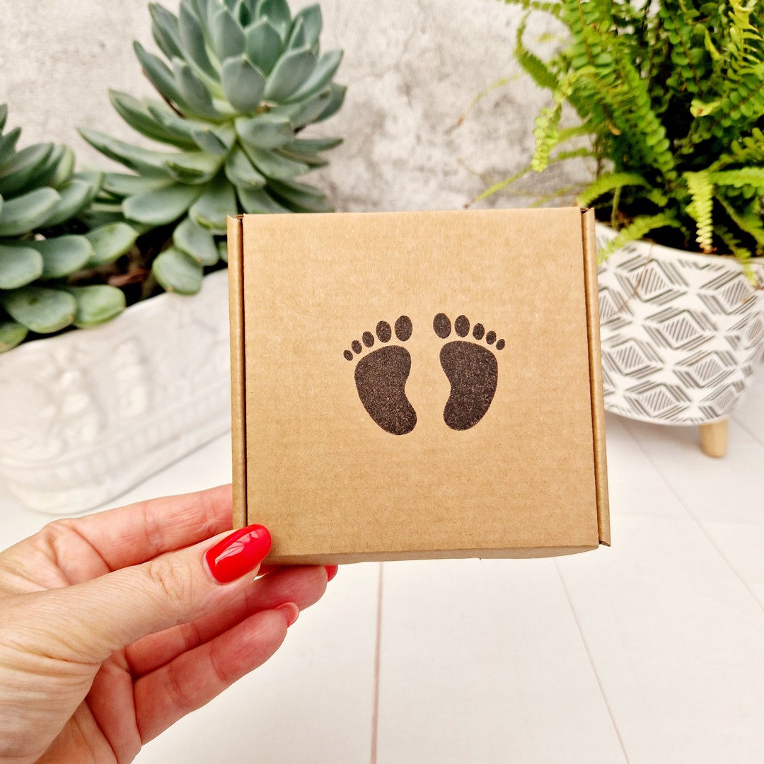 Baby Feet - Empty Mini Gift Box. Hand-stamped Small PIP Favour Box ...