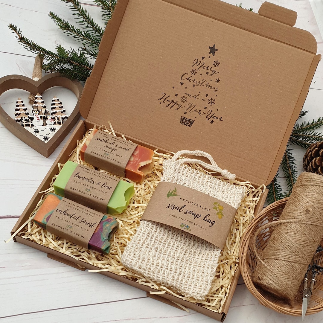 Eco Friendly Christmas Luxury Soap Gift Set Box. 3x Half UK Handmade ...