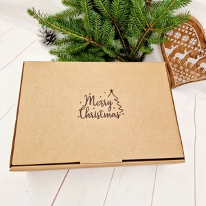 Merry Christmas Empty Hand Stamped Kraft Gift Boxes, Heavy Duty ...