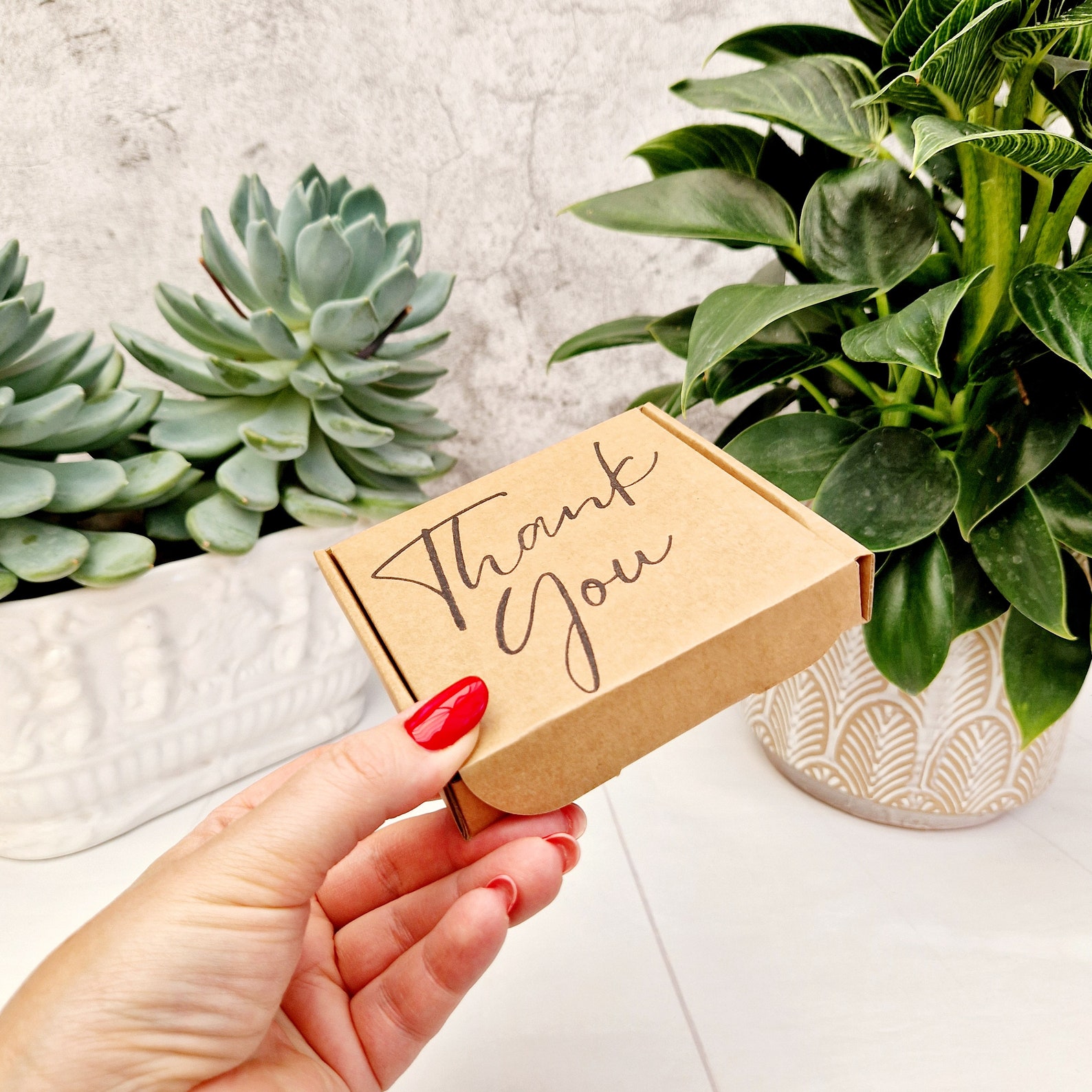 Hand Stamped Kraft Thank You Empty Gift Box. Eco Friendly Recyclable ...