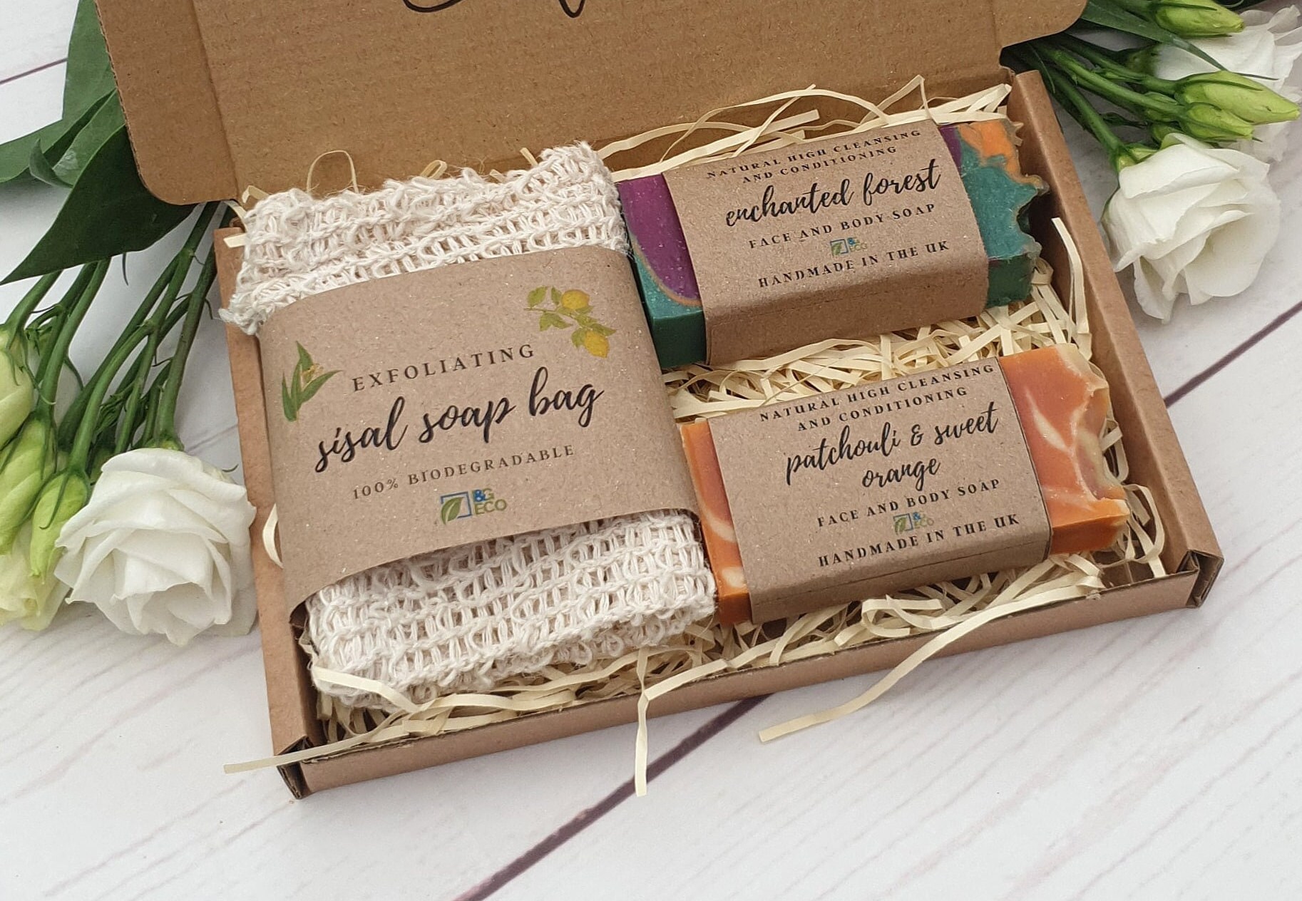 Congratulations Eco Friendly Gift Box. X2 Half UK Handmade Soap/50g ...