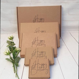 Happy Birthday Empty Hand Stamped Kraft Gift Boxes. Eco-friendly Royal ...