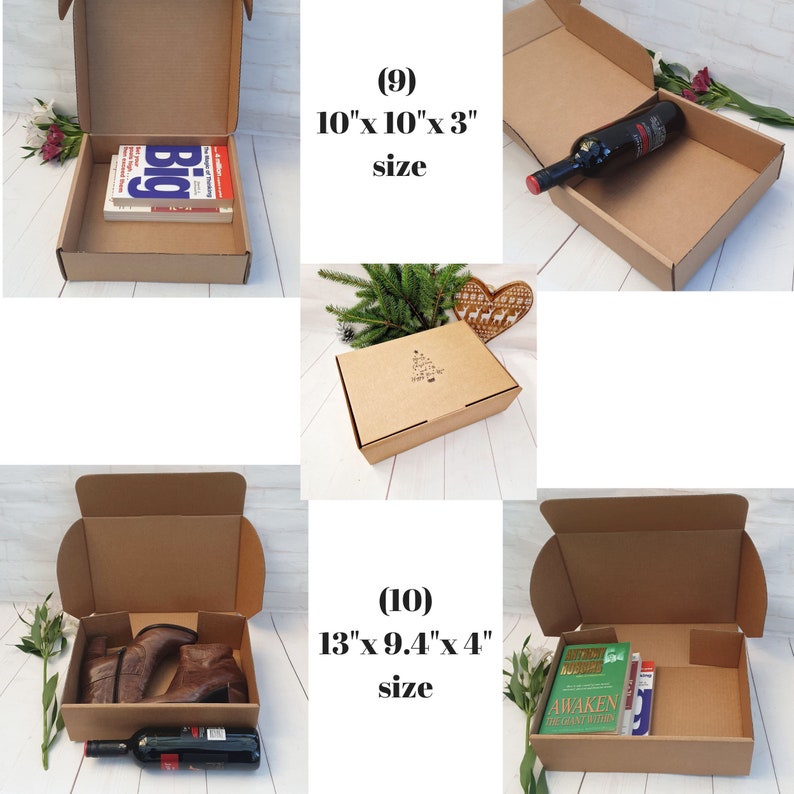 Merry Christmas Empty Hand Stamped Kraft Gift Boxes, Mini, Medium ...