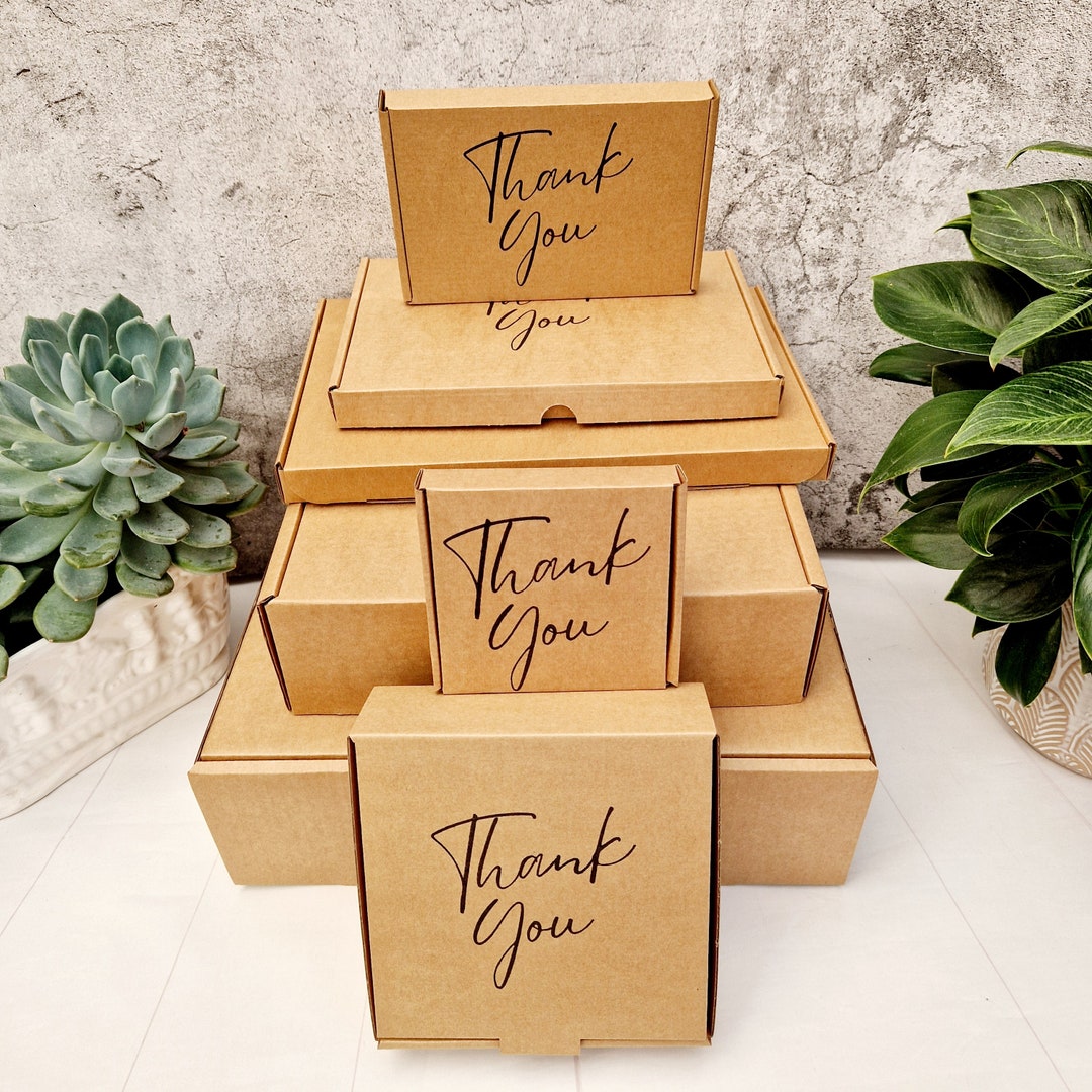 Thank You-kraft Empty Gift Box. Mini, Small, Medium, Shoe Size Box ...