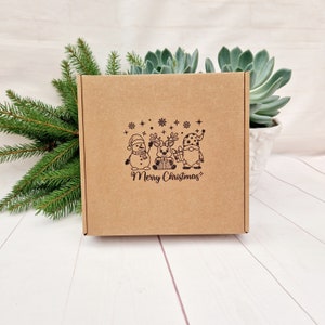 Merry Christmas Empty Hand Stamped Kraft Gift Boxes, Mini, Medium ...