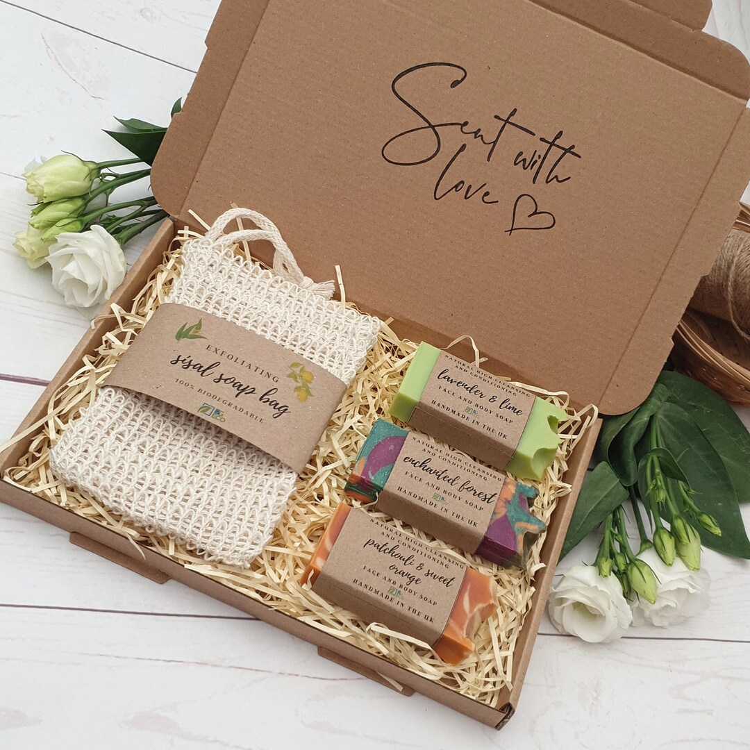 Eco Friendly Soap Gift Set Box. 3x Half UK Handmade Organic Soap/50g ...
