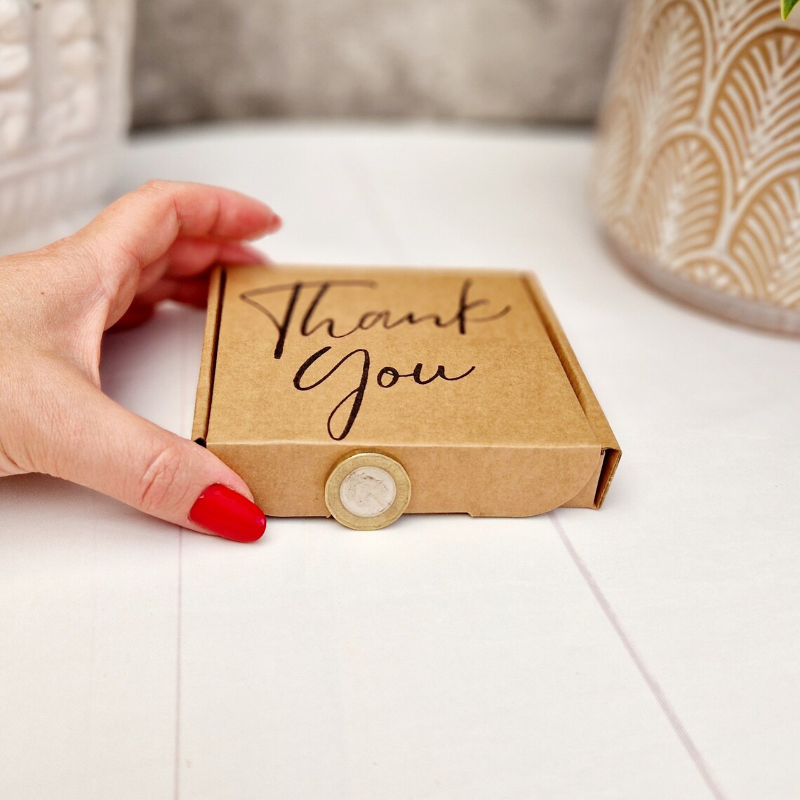 Hand Stamped Kraft Thank You Empty Gift Box. Eco Friendly Recyclable ...