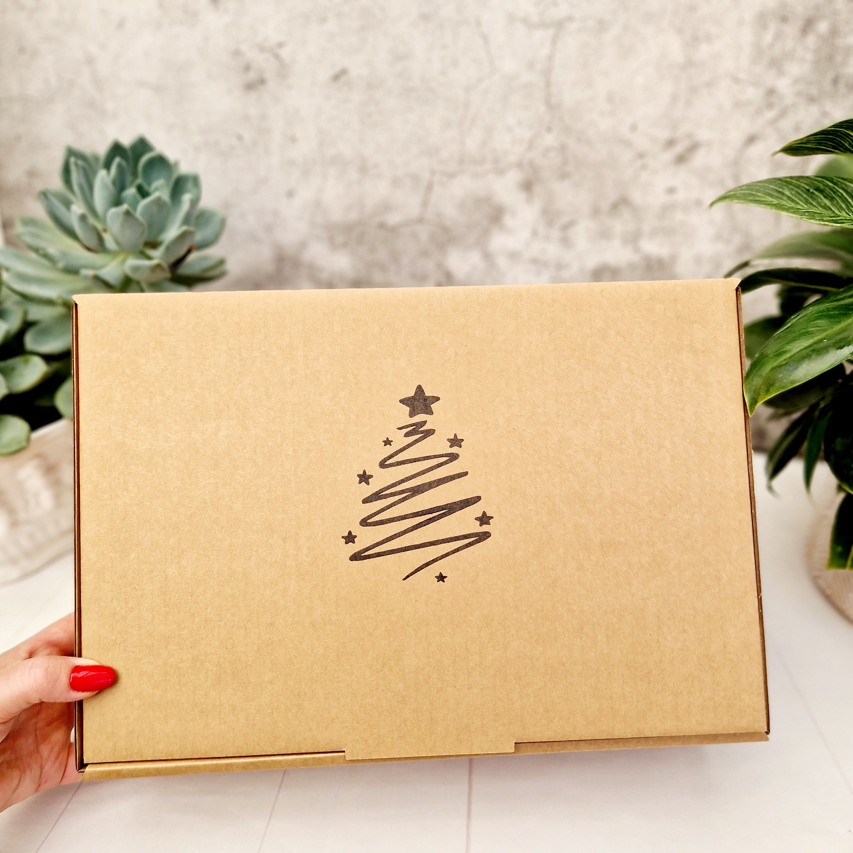 Merry Christmas Empty Hand Stamped Kraft Gift Boxes, Heavy Duty ...