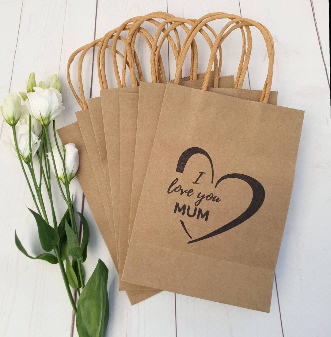 Kraft Paper Gift Bags for Mothers Day or Mums Birthday. Small/medium ...
