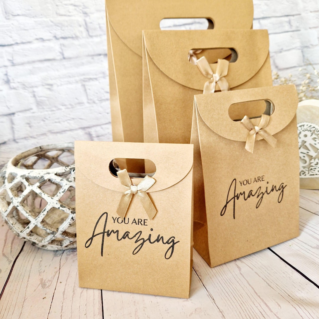 Ribbon Tie Kraft Paper Gift Bags. You Are Amazing-birthday, Wedding ...