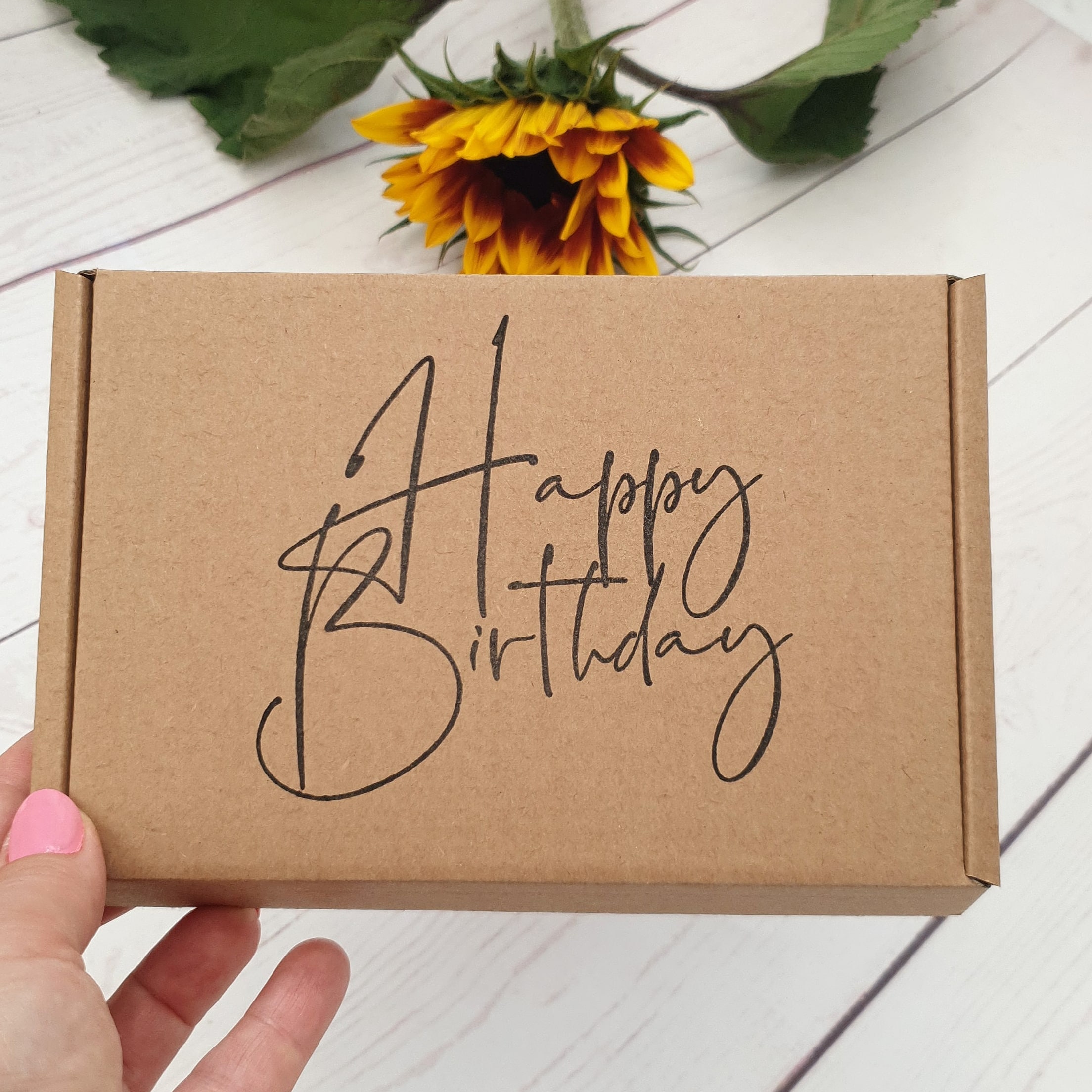 Happy Birthday Hand Stamped Kraft Empty Gift Box. Eco Friendly - Etsy