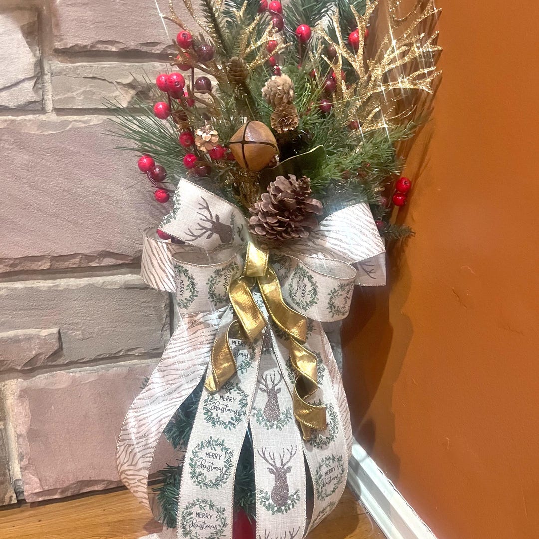 Christmas Tree Topper, Rustic Tree Topper, Reindeer Tree Topper, Deer ...