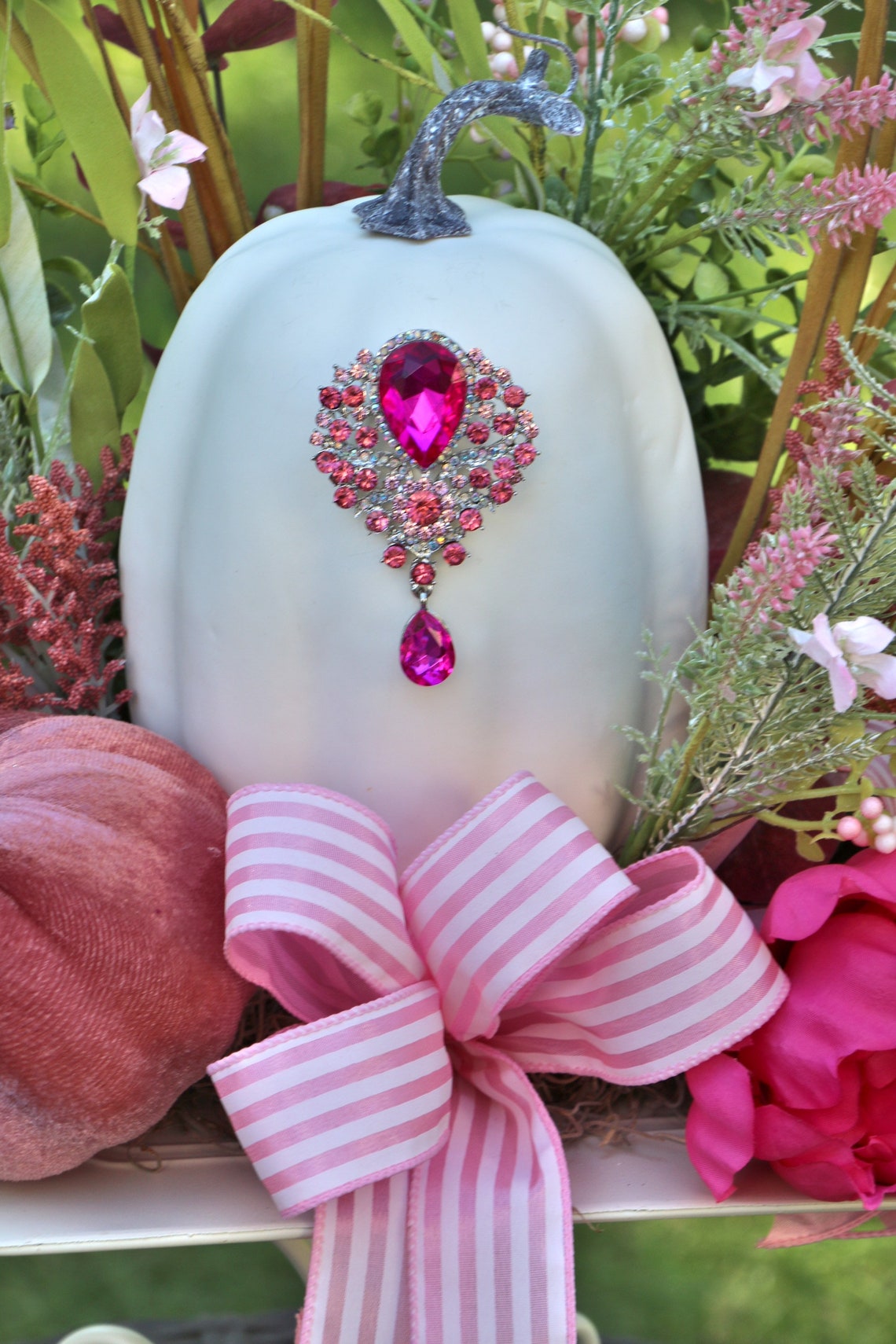 Autumn Pumpkin Fall Decor Pink Fall Centerpiece Floral - Etsy