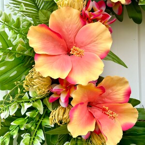 Modern Tropical Decor, Summer Wreath for Double Doors, Tropical Wreath ...