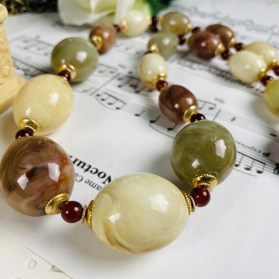 Vintage Plastic Large Beads long Strand Necklace sign… - Gem