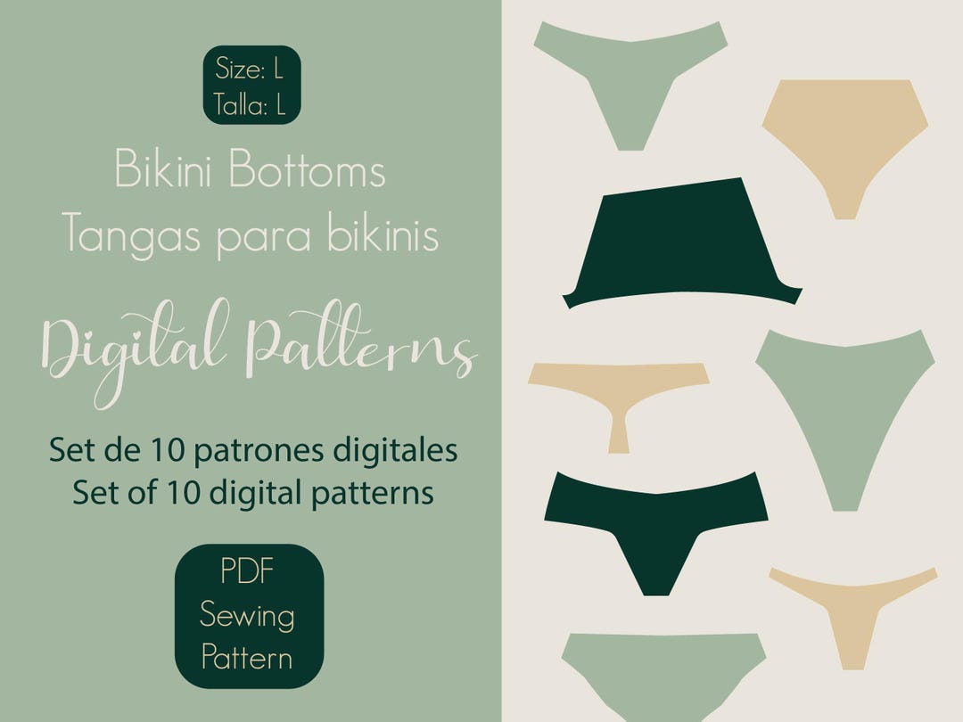 Bundle of 10 Digital Bikini Bottom Patterns/ Size L/conjunto De 10 ...