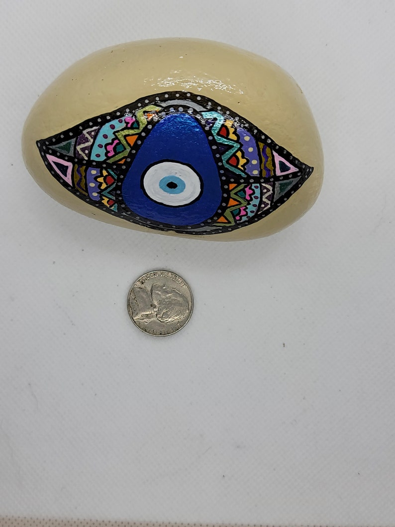 Mandala Rock, Evil Eye Rock, Meditation Stone,evil Eye Aesthetic, Evil ...