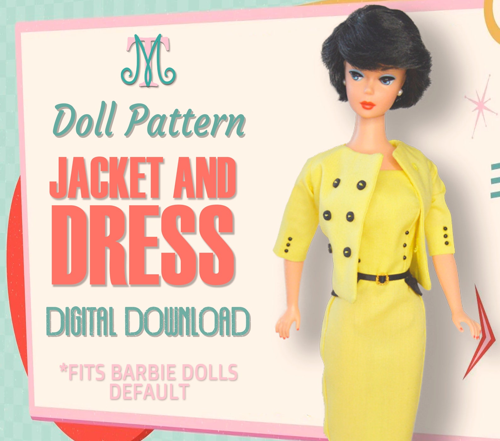 Jacket and Dress - DIGITAL Pattern Download Doll Clothes for Vintage ...
