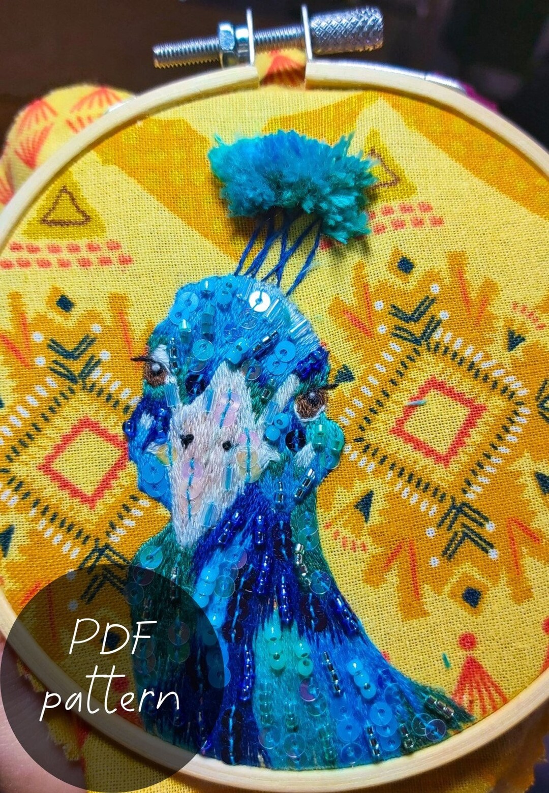 Peacock Hand Embroidery PDF Downloadable Pattern - Etsy