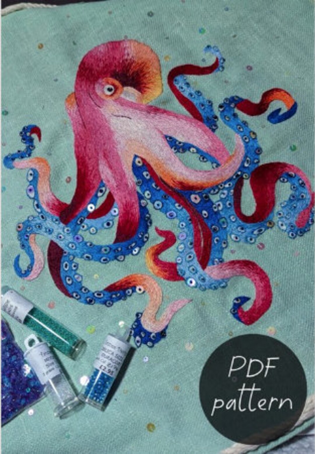 Octopus Downloadable PDF Embroidery Pattern - Etsy