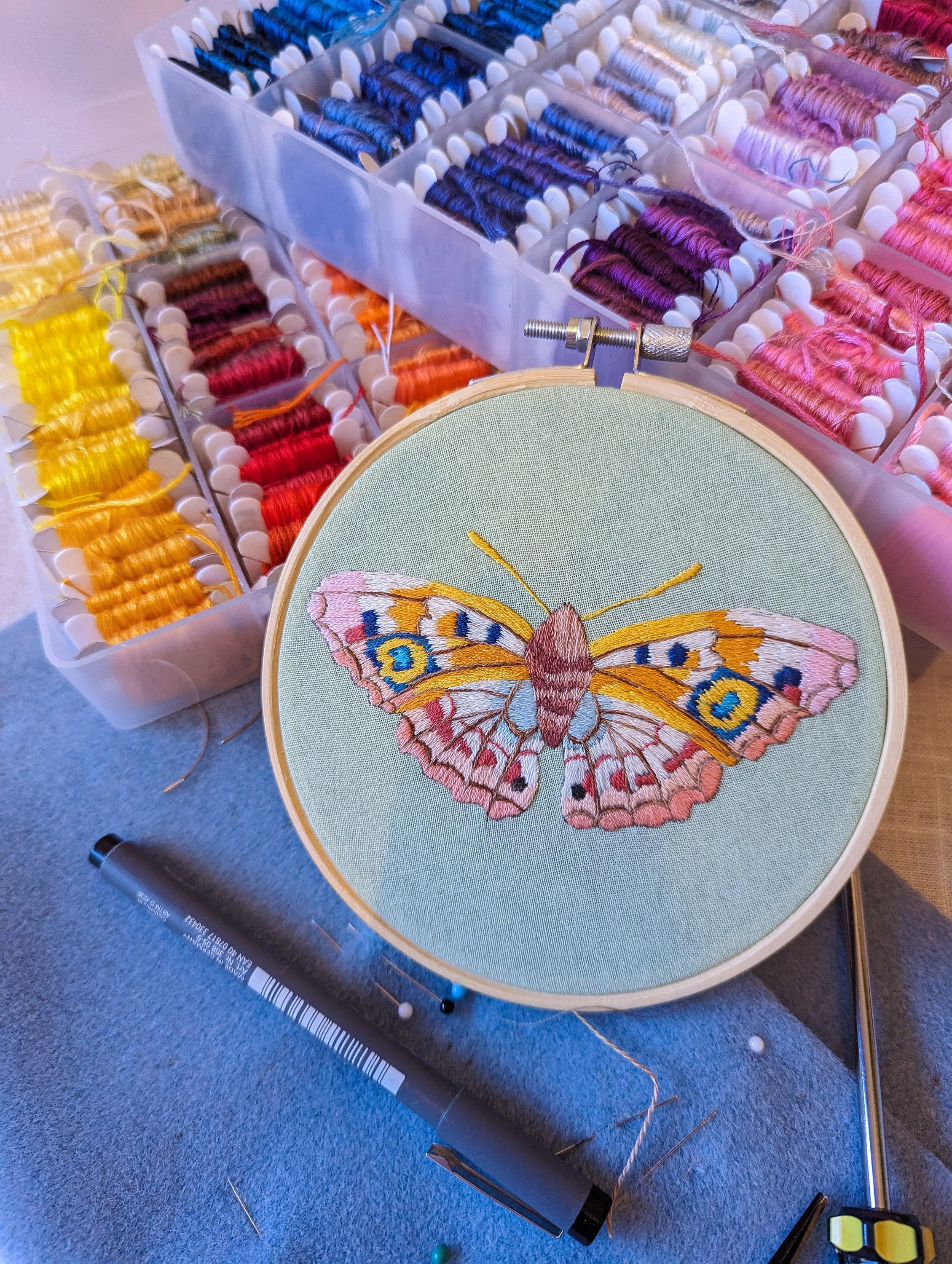 Butterfly Hand Embroidered Mini Hoop - Etsy