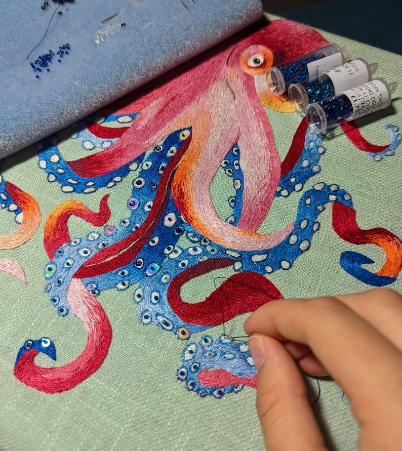 Octopus Downloadable PDF Embroidery Pattern - Etsy