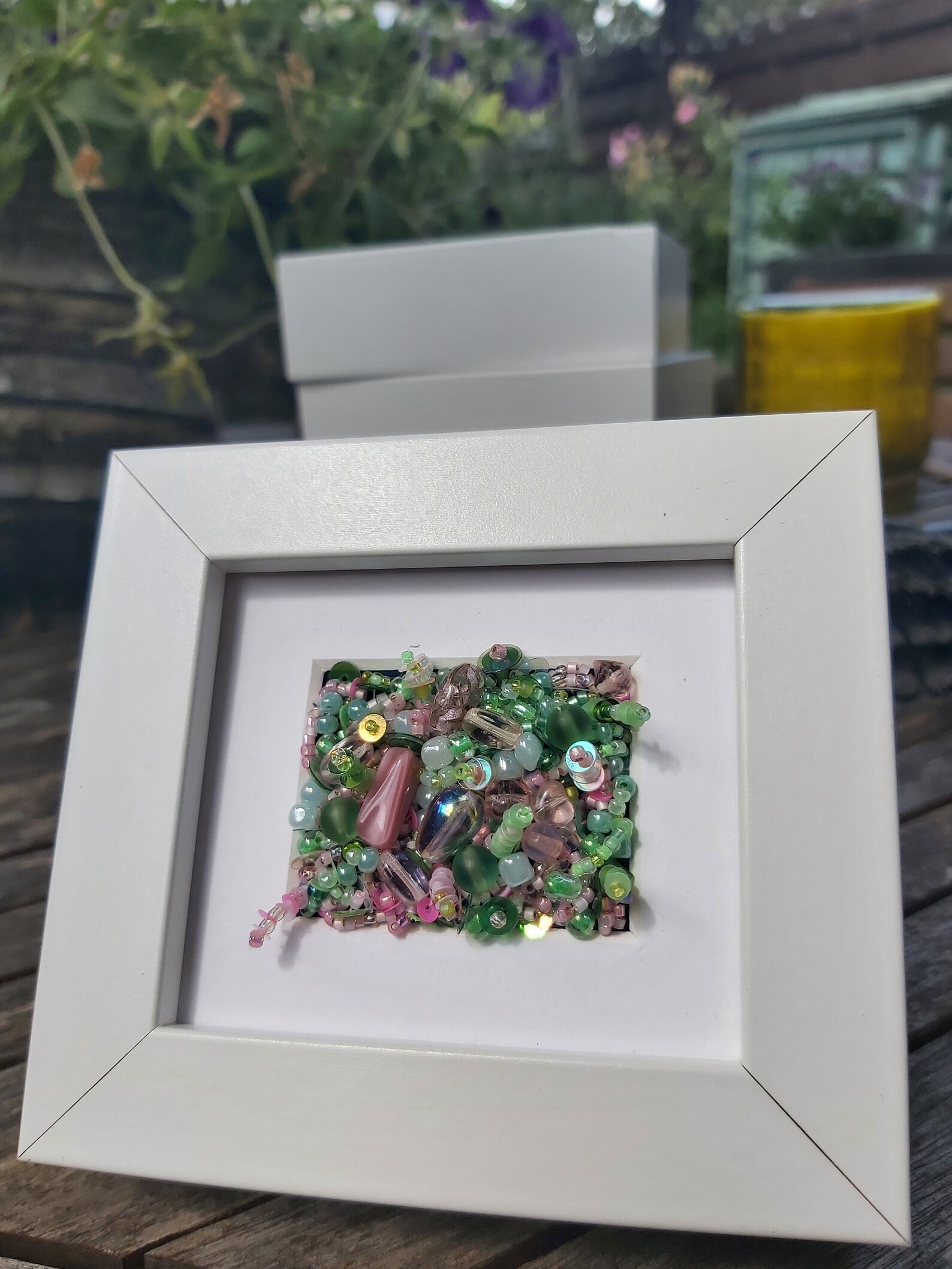 Pink and Green Beaded Mini Frame - Etsy