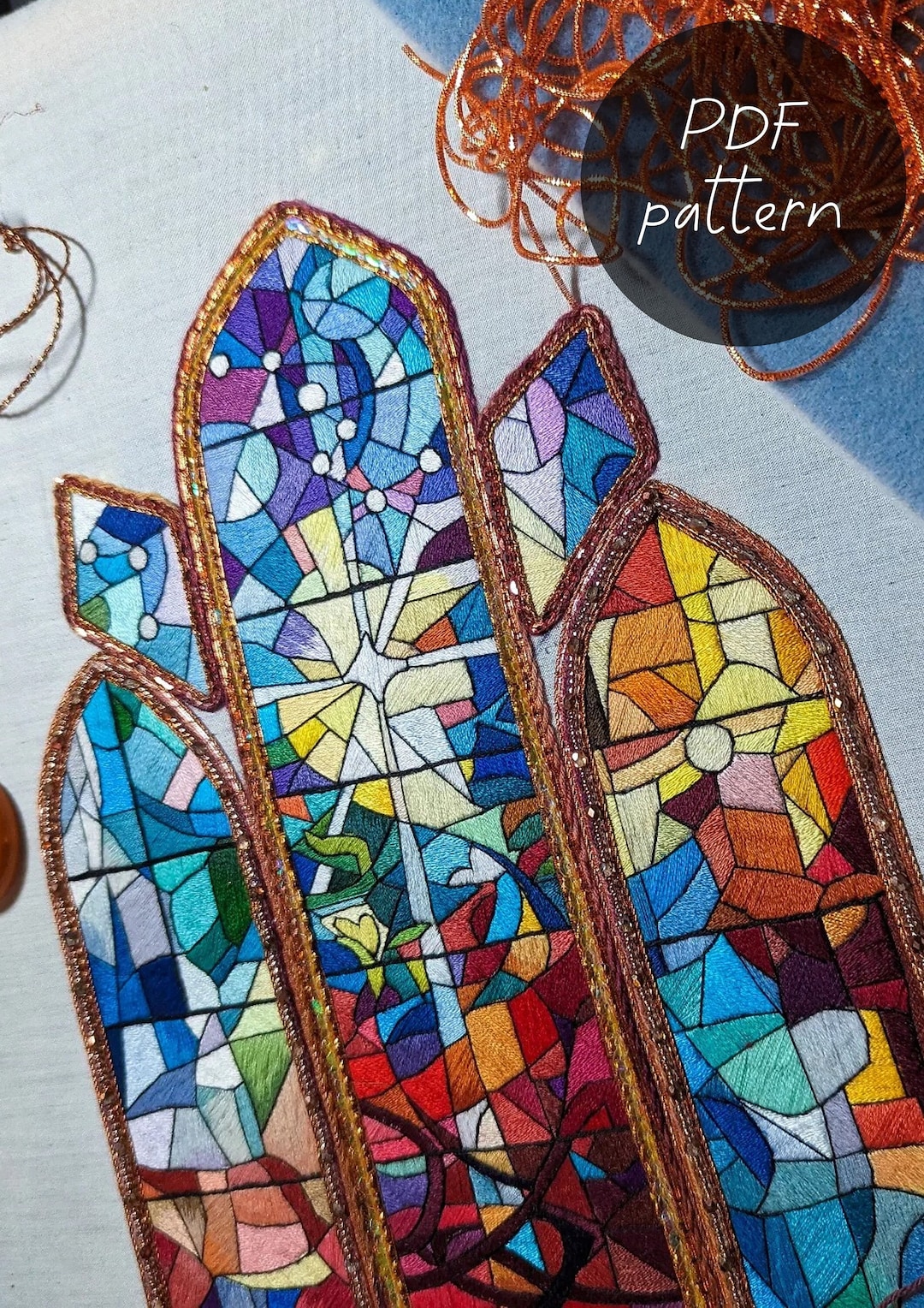 PDF Stained Glass Window Embroidery Pattern - Etsy