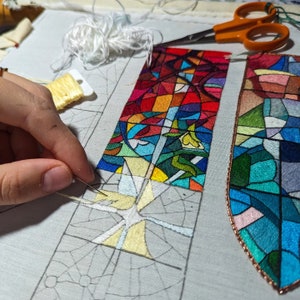 PDF Stained Glass Window Embroidery Pattern - Etsy