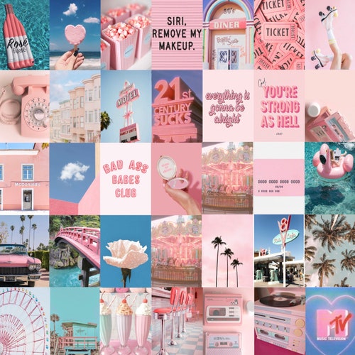 Blush Pink Wall Collage Kit Light Pink Aesthetic Photo Etsy