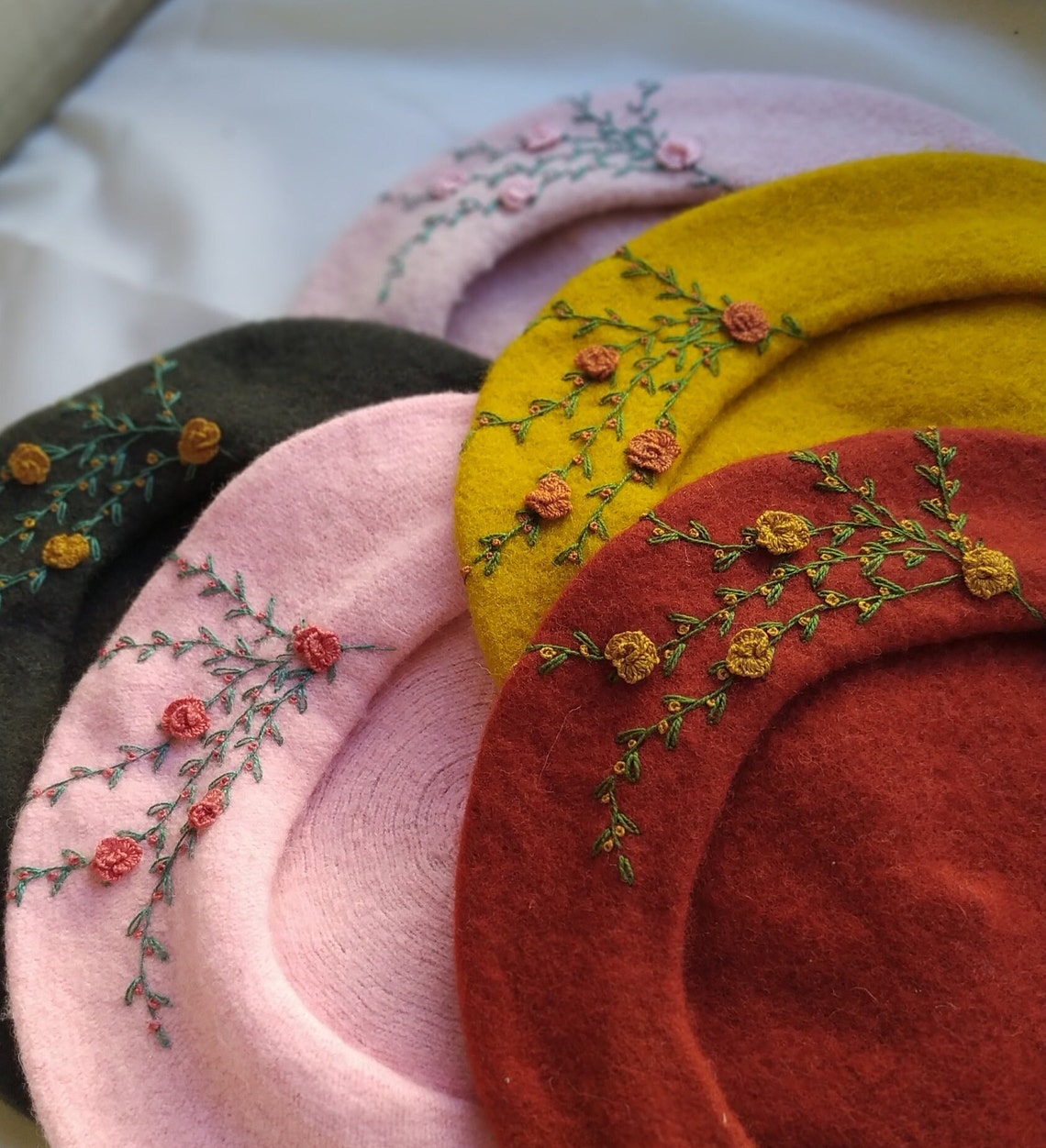 Vintage Wool French Beret Hand Embroidered 100% Wool Beret - Etsy