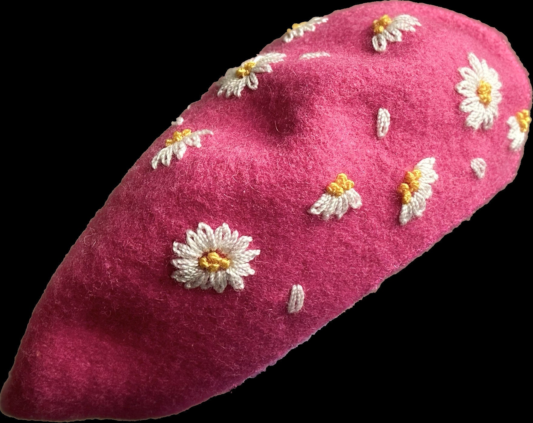 Fuchsia Pink French Beret, Hand Embroidered 100% Wool Beret, French Hat ...