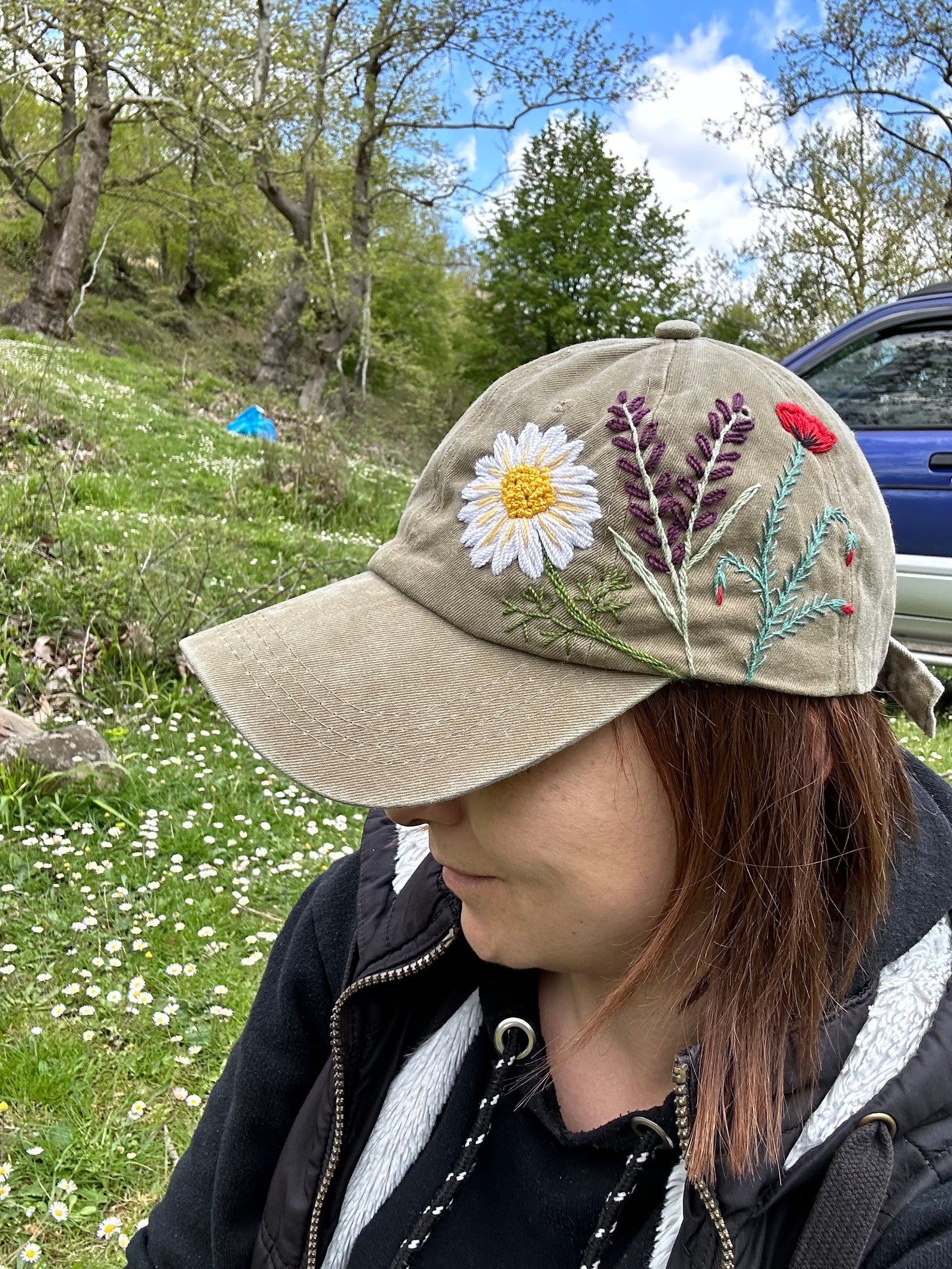 Hand Embroidered Baseball Cap Summer Hat Floral Embroidered - Etsy