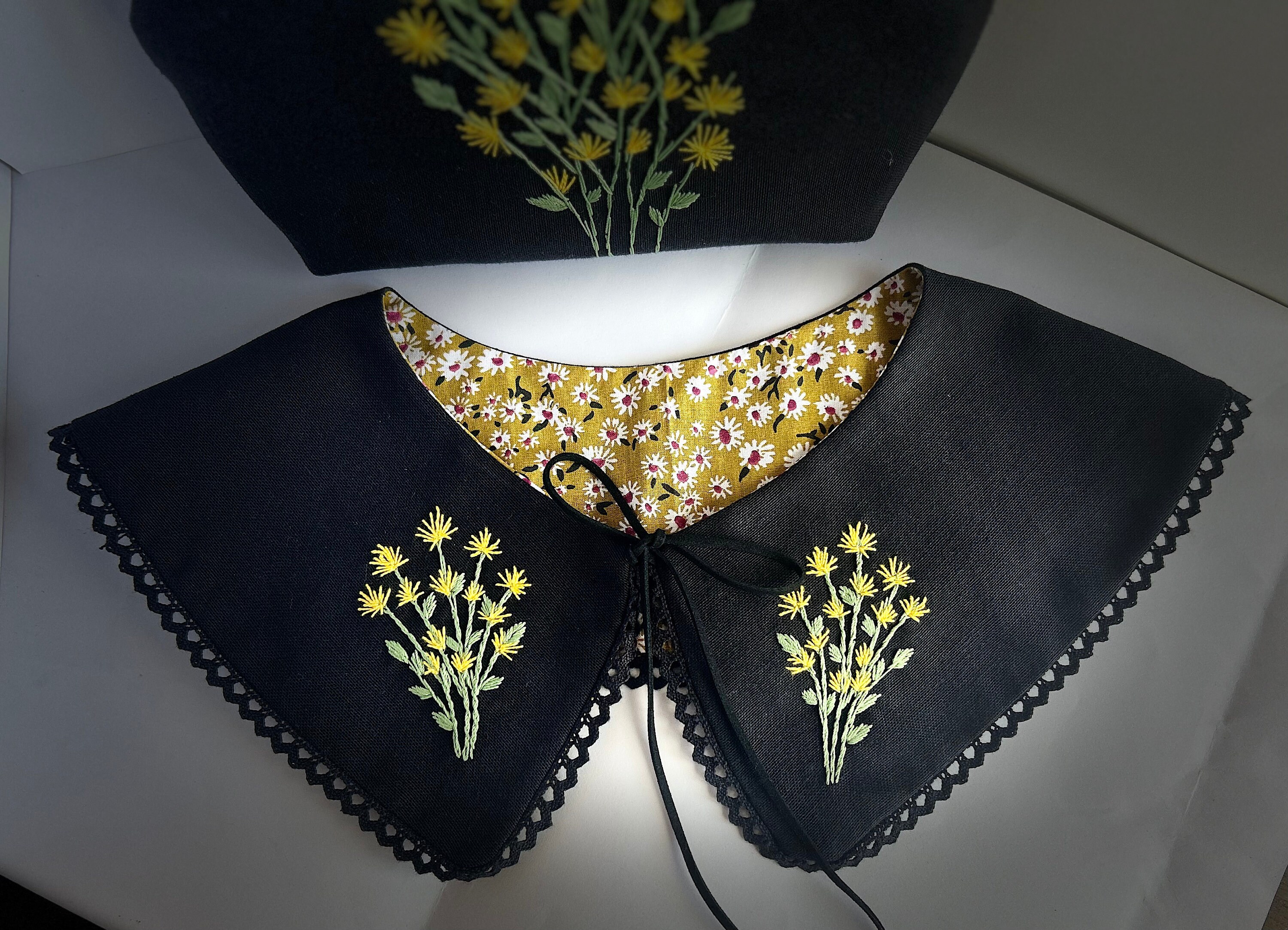 Detachable Women Collar, Vintage Style Handmade Clip on Bag, Gift for ...