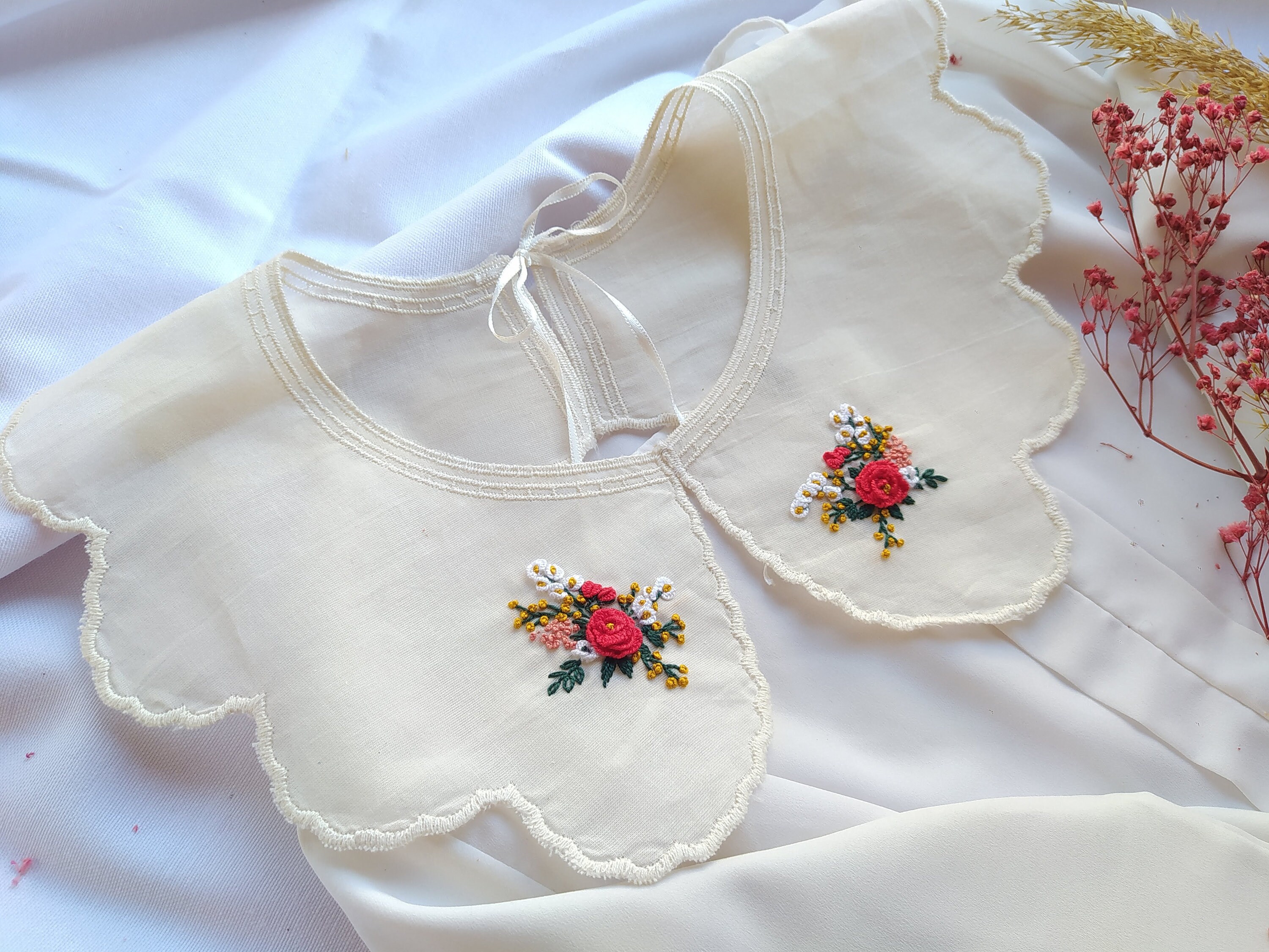 Hand Embroidered Detachable Collar Cotton Collar Patterned - Etsy