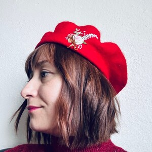 Hand Embroidered Wool French Beret: Floral Winter Hat - Etsy