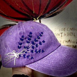 Purple Hand Embroidered Baseball Hat, Lavender Embroidered Denim Cap ...