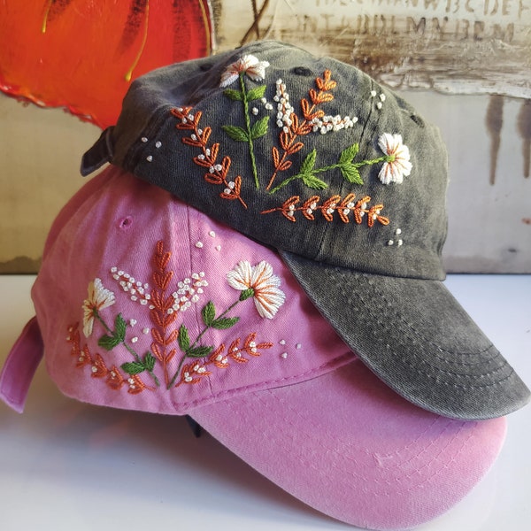 Hand Embroidered Hat - Etsy