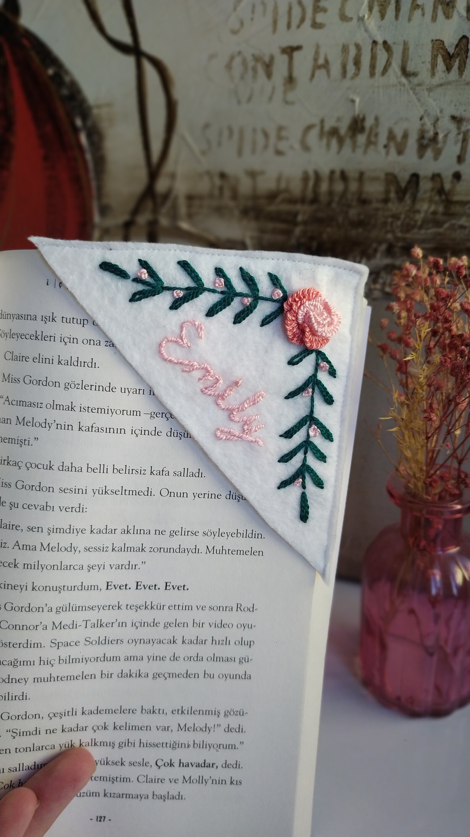 Bookmarks Personalized Hand Embroidered Corner Bookmark Felt - Etsy