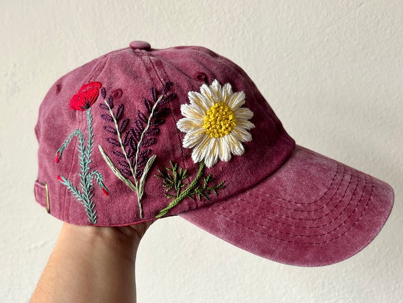 Hand Embroidered Baseball Cap Summer Hat Floral Embroidered - Etsy