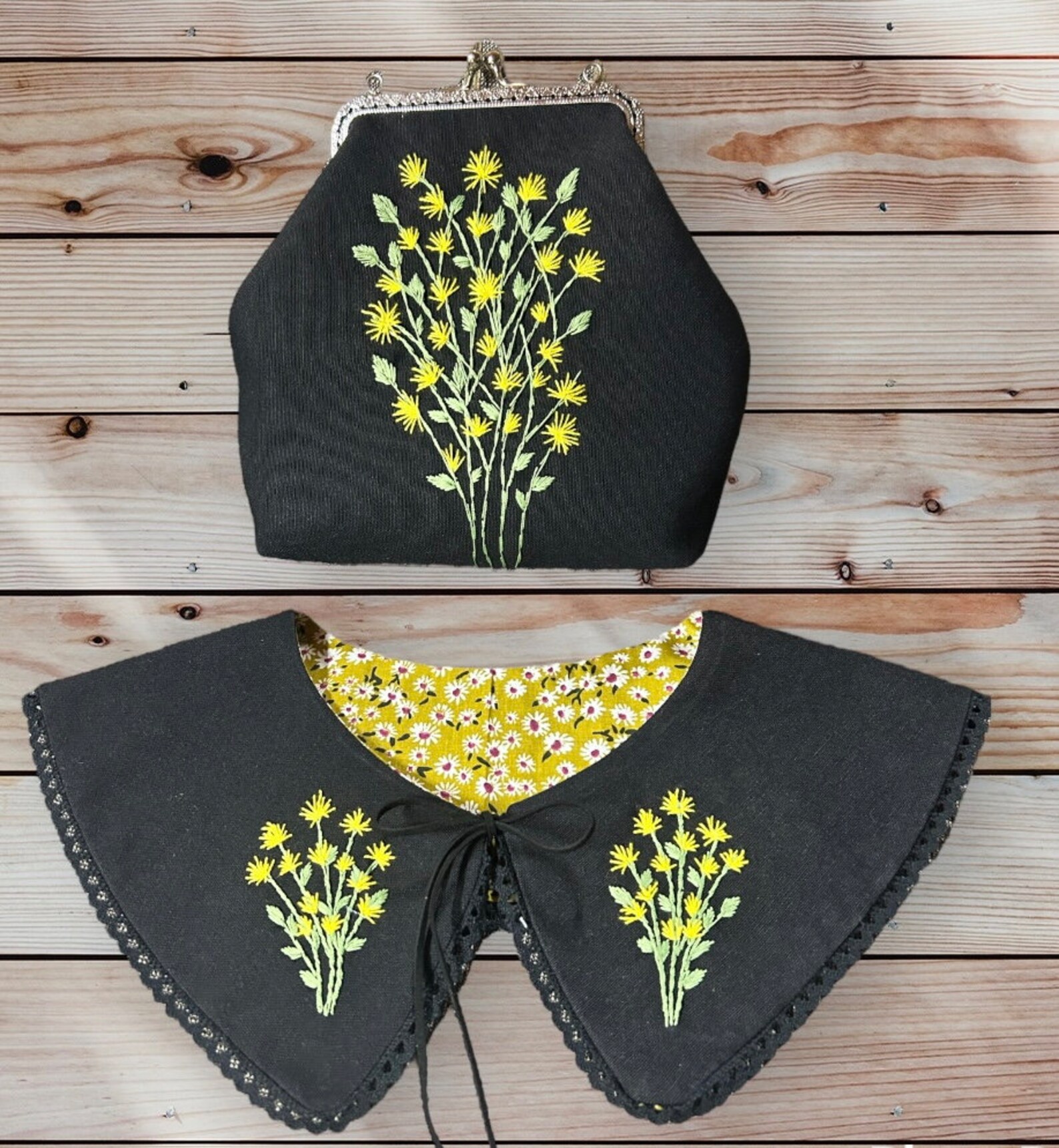 Detachable Women Collar, Vintage Style Handmade Clip on Bag, Gift for ...