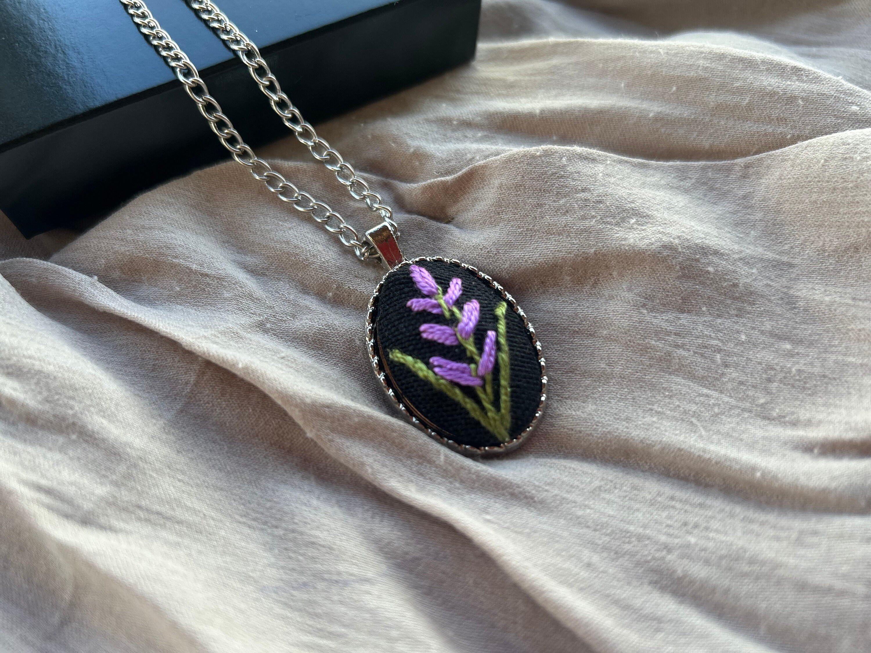 Lavender Necklace and Earring, Womens Hand-embroidered Earring ...