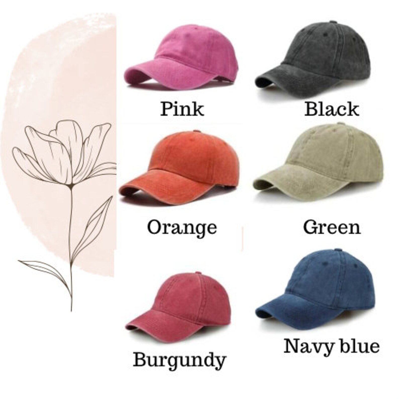 Hand Embroidered Baseball Cap Summer Hat Floral Embroidered - Etsy