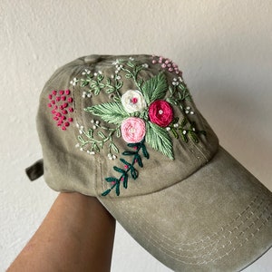 Light Green Baseball Cap, Summer Hat, Floral Embroidered Denim Cap ...