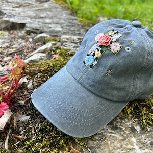Hand Embroidered Baseball Cap, Cross Pattern Hat, Cross Floral ...