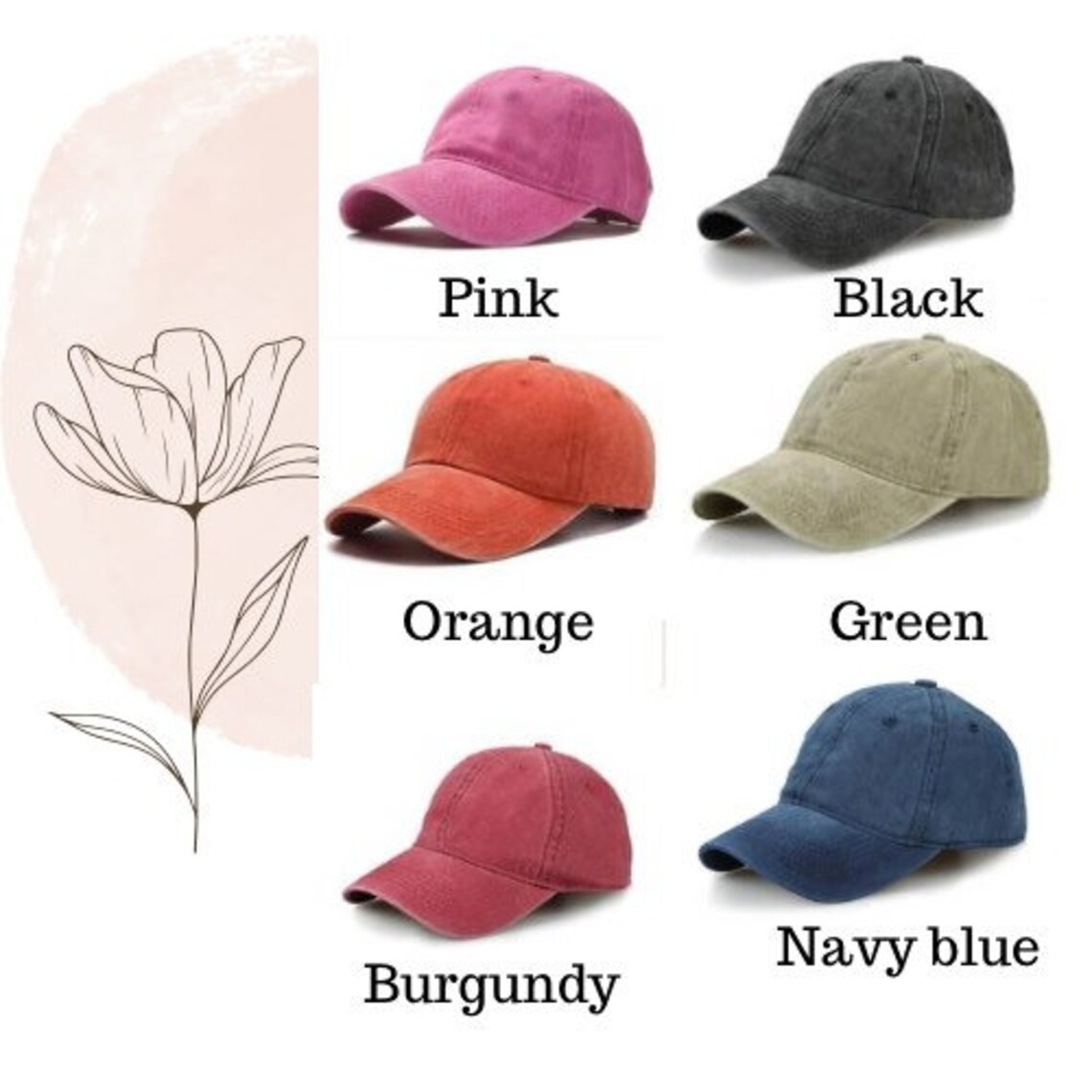 Light Green Baseball Cap Summer Hat Floral Embroidered Denim - Etsy