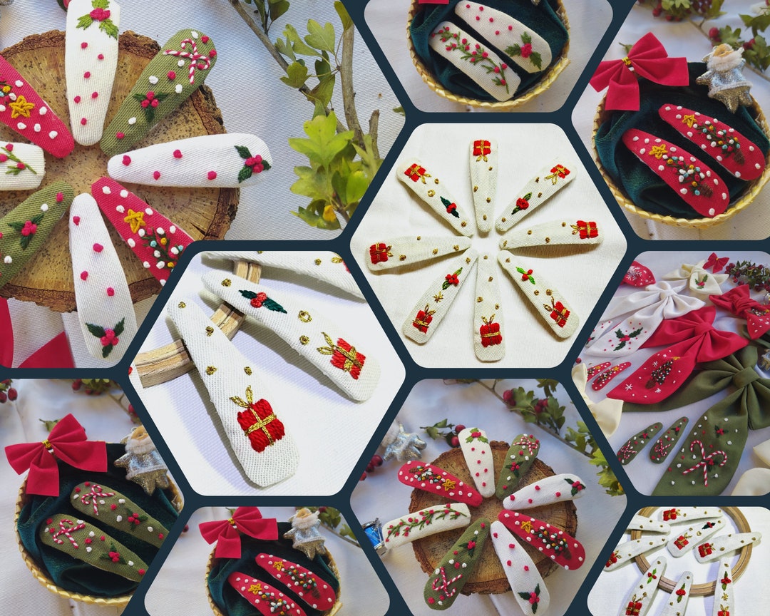 Embroidered Christmas Hair Pin Hand Embroidered Hair Pin - Etsy
