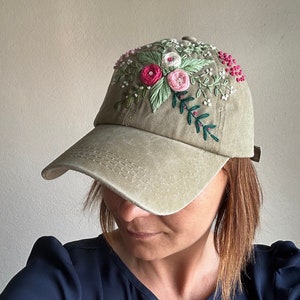 Light Green Baseball Cap, Summer Hat, Floral Embroidered Denim Cap ...